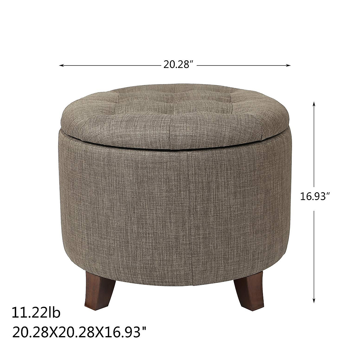 Joveco Upholstered Round Button Tufted Storage Ottoman, Footrest with Removable Lid for Living Room Bedroom (Tan)
