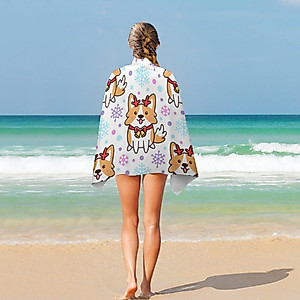 TsingZa Oversized Bath Towels for Bathroom 1 Piece, Large Bath Sheet Soft Absorbent Corgi Dog Fawn, Quick Dry Beach Towels Shower Towels Pool Swimming 51”x30”