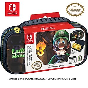 Game Traveler Mario Nintendo Switch Lite Case - Switch Lite Carrying Case for Switch Lite & Travel Case, Adjustable Viewing Stand, Bonus Game Case & Deluxe Carry Handle, Licensed Nintendo Game case