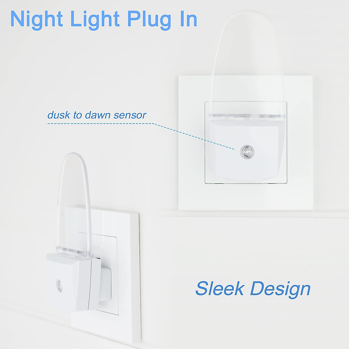 REMINDA 4 Pack Auto Nightlight Lamp with Dusk to Dawn Sensor for Bedroom, Plug in, Red