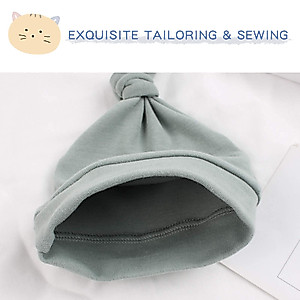 JANGANNSA Gray Green Top Knot Baby Hat Newborn Boys Girls Beanie Infant Cotton Stretchy Hats Spring Summer (Gray Green, S)