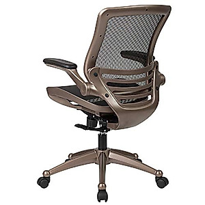 Flash Furniture Warfield Mid-Back Transparent Black Mesh Executive Swivel Office Chair with Melrose Gold Frame and Flip-Up Arms