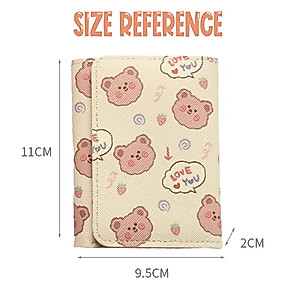 JELLYEA Kawaii Bear Wallet Cute Cartoon Card Holder Small Wallet Purse Anime Girls Front Pocket Folded Wallet (2)