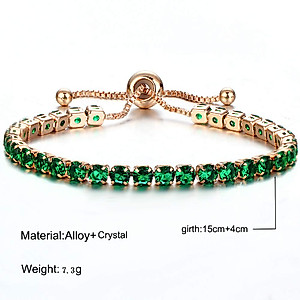 FuSi Women's Slider Tennis Chain Crystal Bracelet Gold Shiny Crystal Slip Full Diamond Jewelry Bracelet (Purple)