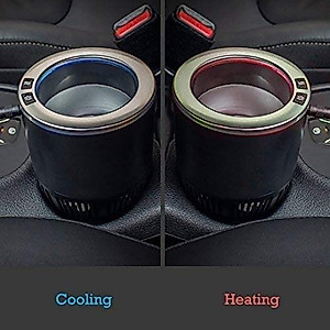 BFYCHYC Premium 2-in-1 Car Cup Warmer Cooler Smart Car Cup Mug Holder | Perfect Car Tumbler Holder for Commuter / Road Tripper Present (Black and Silver), HEB-01