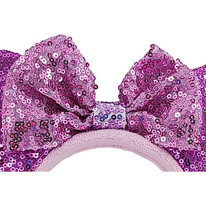 WW-WONDERFULWORLD Purple Mouse Ears Headbands With Bow & Snowflake & Girls Sequins, for Cartoon Princess Costume Cosplay Decoration, Glitter Christmas Party for Kids & Women; PR (Soft Flannel)