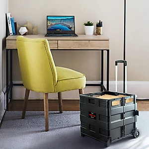 Elama Home Heavy Duty Carry All Easy Folding Cart with Lid Carryall Black