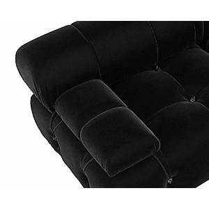 TIFLON Modular Sectional Sofa,Minimalist Velvet Sofas Couches, Modern Convertible Couch 3 Seats Living Room Sofa Sets for Office Apartment,104"(Black)
