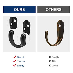 NearMoon Coat Hooks Wall Mounted - Heavy Duty Metal Single Prong Robe Hanger Rustproof Wall Hooks for Towel Hat Key Bag on Bathroom, Kitchen, Livingroom(10 Pack, Matte Black)