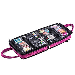 DeNOA Knitting and Sewing Compact Accessory Folder, Removable Velcro Inserts, Storage Carrying Case, Orchid