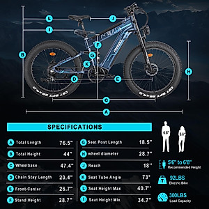 FREESKY 2025 Upgraded Dual Battery 48V 41AH Peak 2500W Motor 90-160 Miles Long Range Electric Bike for Adults 38MPH+ 26" Fat Tire Full Suspension EBike with Dual Hydraulic Brakes