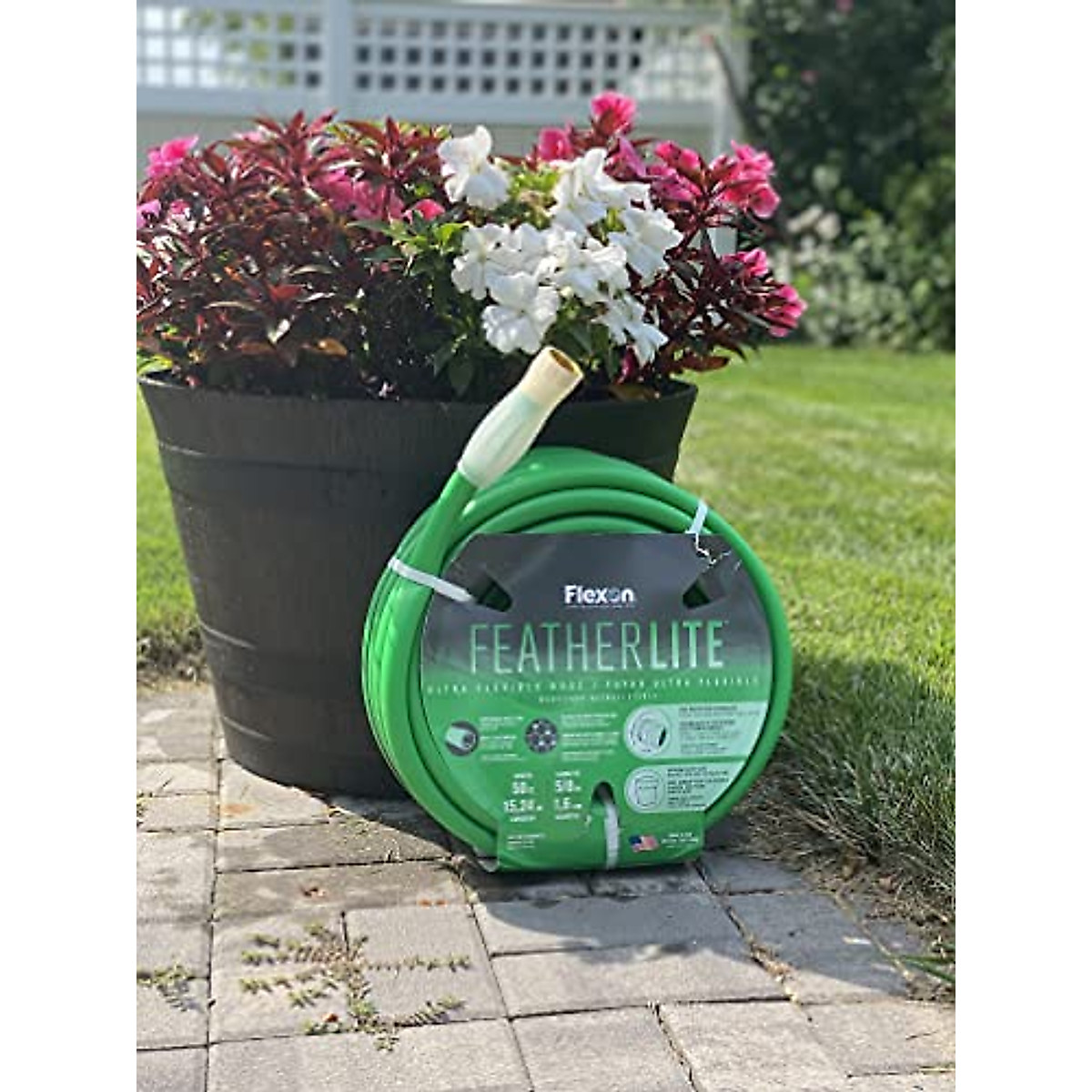 Flexon Featherlite 5/8 x 50 Flexible Garden Hose, 50 ft, Green