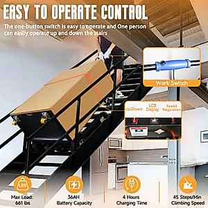 ROOMEDAL Electric Stair Climbing Hand Trucks Dolly Cart for Moving 661lb Capacity Heavy Duty Folding Stair Climber Cart Hand Trolley 600W Motor Battery Powered for Furniture Family Logistics Warehouse