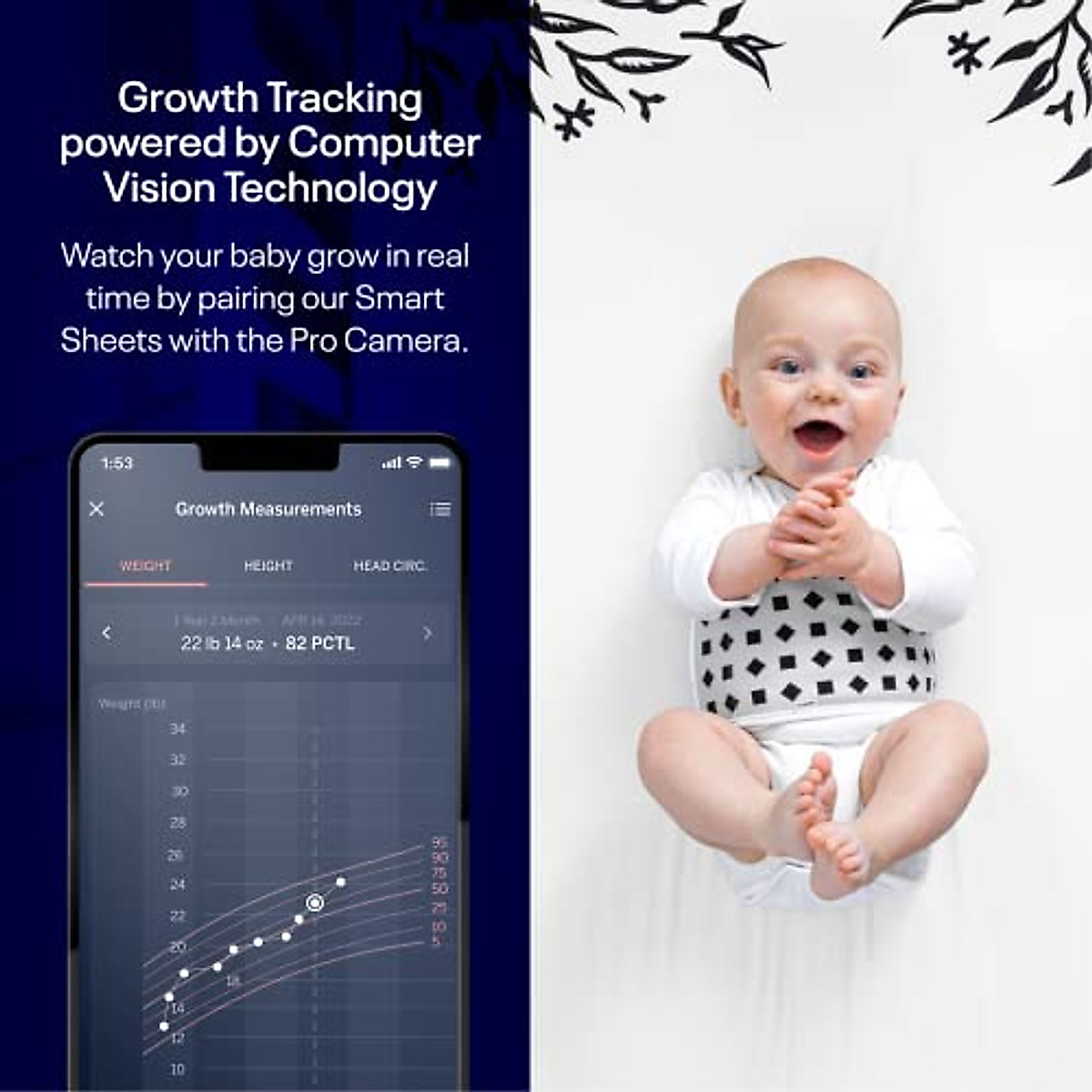 Nanit Pro Smart Baby Monitor & Floor Stand – Wi-Fi HD Video Camera, Sleep Coach and Breathing Motion Tracker, 2-Way Audio, Sound and Motion Alerts, Nightlight and Night Vision, Includes Breathing Band