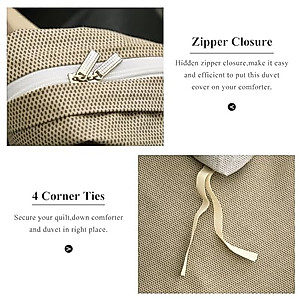 VClife Cotton Duvet Cover Queen, Modern Beige Black Grey Grid Printed Bedding Sets, 3 PCS Simple Queen Size Geometric Duvet Cover for All Season, Zipper Closure & Corner Ties, Easy Care, Breathable