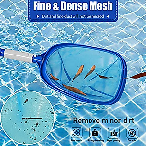 Almcmy Swimming Pool Cleaning Kit,57 Inch Long Handle Swimming Pool Cleaning Brush,Pool Cleaning Set with Pool Skimmer Net,Best for Above Ground Pools,Spas,Ponds - Blue