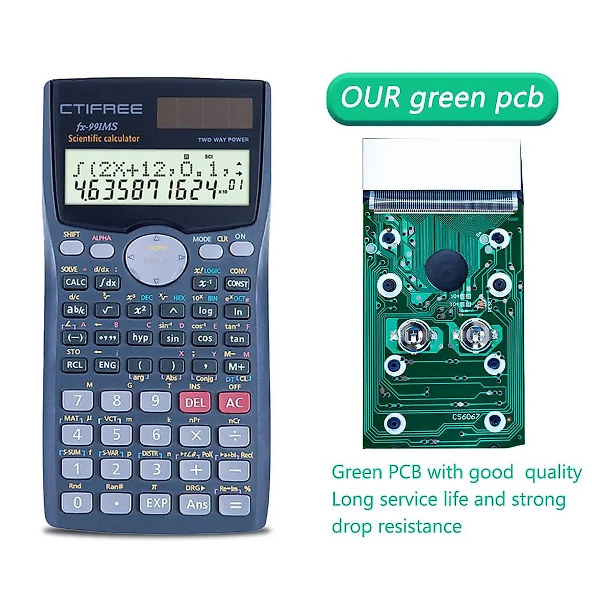 CTIFREE Scientific Calculator FX-991MS College Middle School Mathematics 401 Function Calculadora Cientifica Dual Power Scientific Calculator