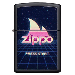 Zippo Gaming Flame Logo Design Black Matte Pocket Lighter