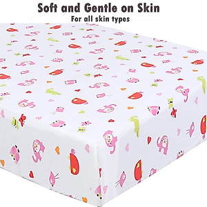 Danica 100% Cotton Fitted Baby Crib Sheet 3 Pack for Baby Boys Girls |Standard Crib and Toddler Mattress Sheets | 28x52 Inch (Animal World)