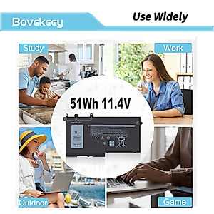 Bovekeey 93FTF Battery 51Wh 11.4V for Dell Latitude E5480 E5580 5580 5480 5280 5590 5490 5491 5290 5288 5488 5495 5591 E5280 E5490 E5590 E5290 E5591 E549, Precision 15 3520 3530 4YFVG D4CMT 83XPC
