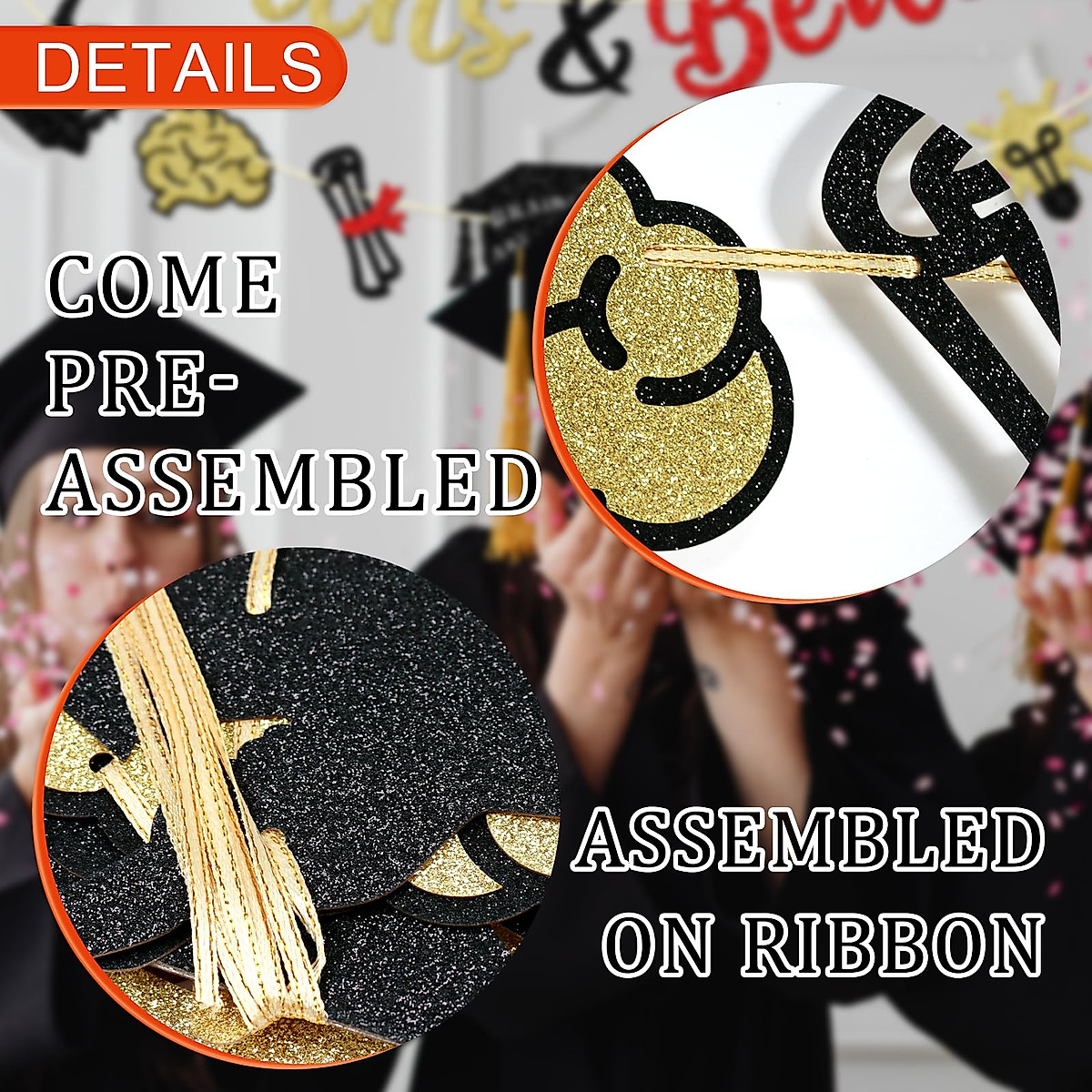 Brains And Beauty Banner, Pre-strung Graduation Banner, Graduation Party Decorations for Graduation Girls, Graduation Woman