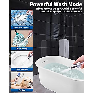 Luxsego Filtered Shower Head for Hard Water with Stop, High Pressure 4-Mode Shower Heads Built-in Power Spray to Clean Corner, Tub & Pets, Water Softener Handheld Shower to Remove Chlorine & Fluoride