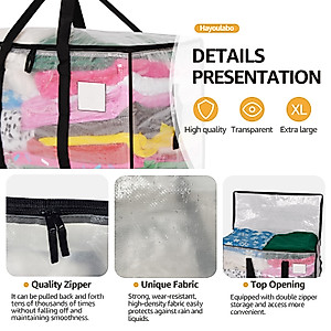 Moving Bags Heavy Duty Extra Large, Alternative for Moving Boxes & Moving Supplies, Packing Bags for College, Storage bags for Clothes with Handles, Lids & Zippers(Clear, 6 Pack)