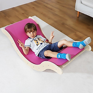 bbgroundgrm Kids Rocking Chairs, Lightweight Rocking Floor with Pillow, Toddler Chaise Lounge Chair for Toddlers, Children, and Kids