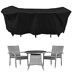 WOMACO Bistro Table and Chairs Cover, Waterproof Outdoor Veranda Garden 3 piece Bistro Set Cover, Heavy Duty Water Resistant Patio Furniture Set Covers (69"W x 31.5"D x 35"H)