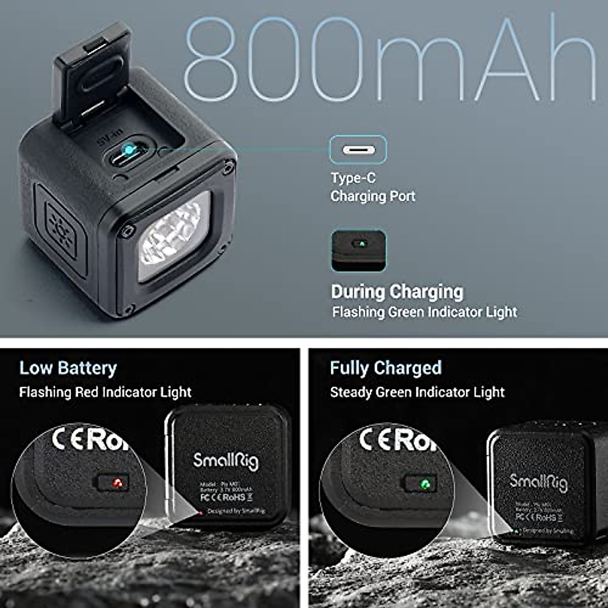 SmallRig RM01 Mini LED Video Light (3 Pack) , Watreproof Portable Lighting Kit with 8 Color Filters, Dimmable Fill Photography Light 5600K CRI95 for Smartphone, Action and DSLR Camera 3469