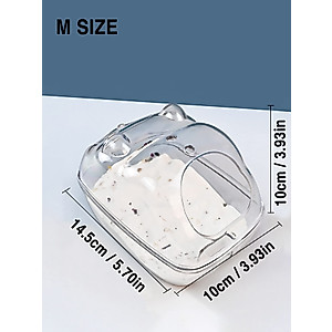 QWINEE Hamster Sand Bath Tub Transparent Hamster Toilet Bath Container Cage Accessories for Gerbil Syrian Mouse Chinchilla and Other Small Animals Clear S