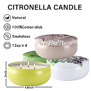 4 Pack Citronella Candles-3 Wick Scented Candle,12 oz Large Candle Gift for Housewarming Gifts,Birthday Gifts,Summer Gifts,Anniversaries GIF