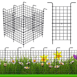 16 Pack Decorative Garden Fence Outdoor 24in x 11ft Coated Metal RustProof Landscape Wrought Iron Wire Border Folding Patio Fences Flower Bed Fencing Barrier Section Panels Decor Picket Edging