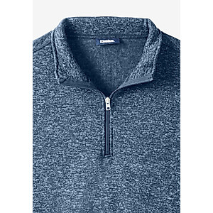 KingSize Men's Big & Tall Quarter Zip Sweater Fleece - 5XL, Brown Marl