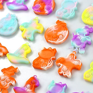 30 PCS Halloween Pop Fidget Toys Glow In The Dark, Halloween Party Favors Supplies for Kids 4-8 8-12,Relieves Stress Anxiety Toys Pop Keychain Bulk,Classroom Rewards