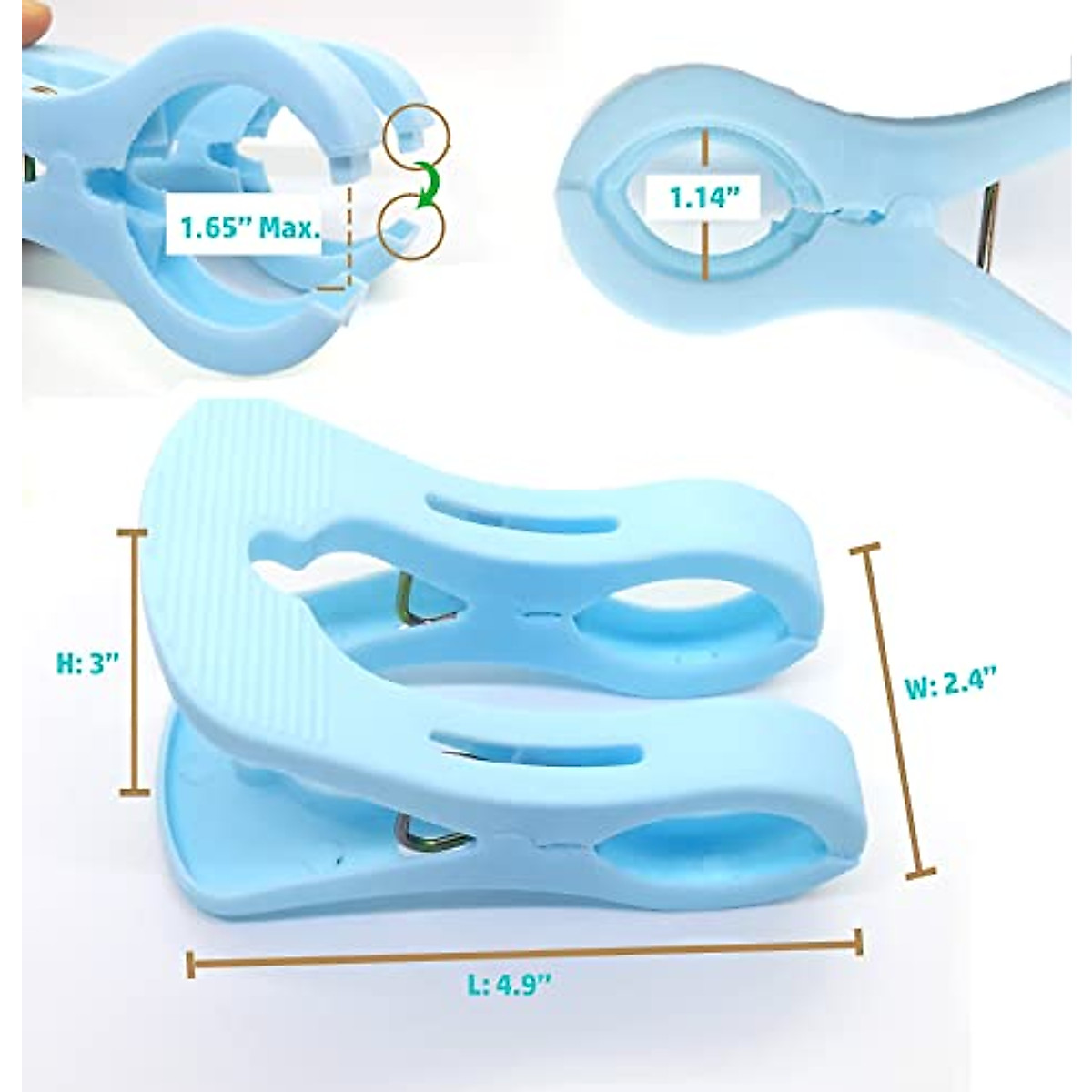 Clothes Clip Towel Clip Large Size Heavy Duty (Blue Combo)