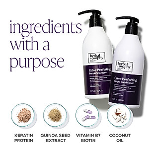 Herbalosophy 2 x 16.9 Fl Oz Purple Shampoo & Conditioner Set for Blonde and Gray Hair, with 3.38 Fl Oz Hair Serum, Eliminates Brassy and Yellow Tones
