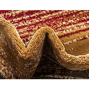 Unique Loom Barista Collection Modern, Abstract, Stripes, Gradient, Urban, Rustic, Warm Colors Area Rug, 4 x 6 ft, Beige/Brown