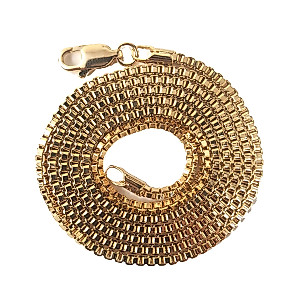 UrbanMixNY Egyptian Symbols Engraved Ankh Gold Plated Pendant with 2mm 24" Box Chain