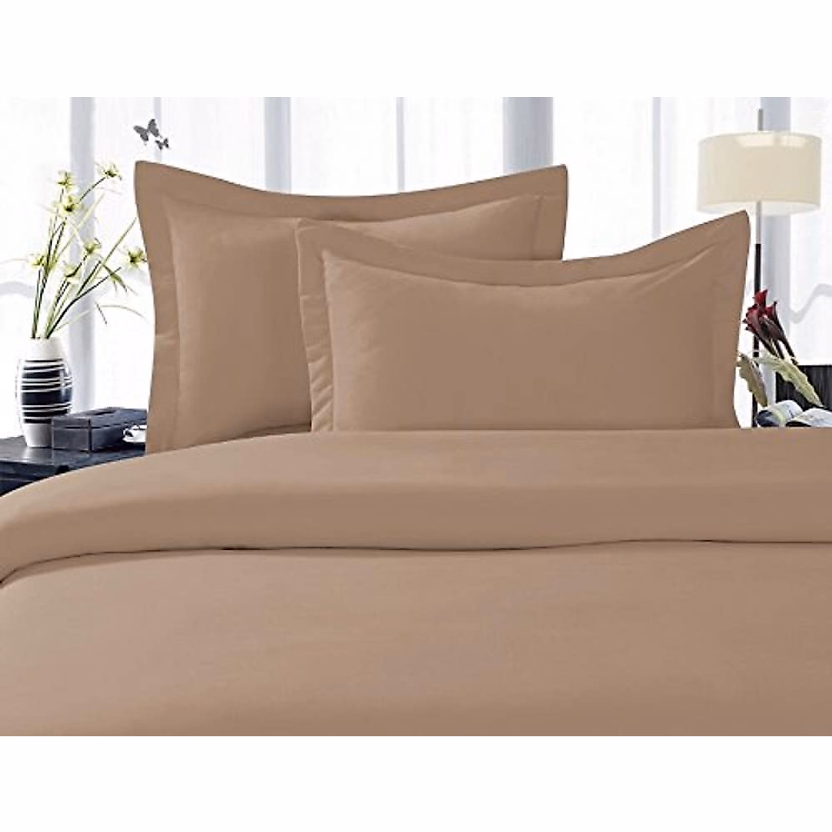 Elegant Comfort Linen 1500 Thread Count Wrinkle Resistant Ultra Soft Luxurious Egyptian Quality 3pc Duvet Cover Set, Solid, King/California King, Taupe