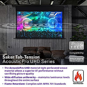 Elite Screens Saker Tab-Tension AcousticPro UHD Series, 100" Diagonal 16:9, 4K/8K Ultra HD Electric Sound Transparent Perforated Weave Drop Down Front Projector Screen, SKT100UH-E24-AUHD