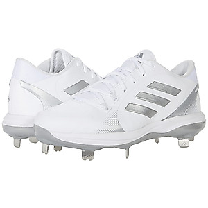 adidas Women's Purehustle 2 Baseball Shoe, White/Silver Metallic/Silver Metallic, 8