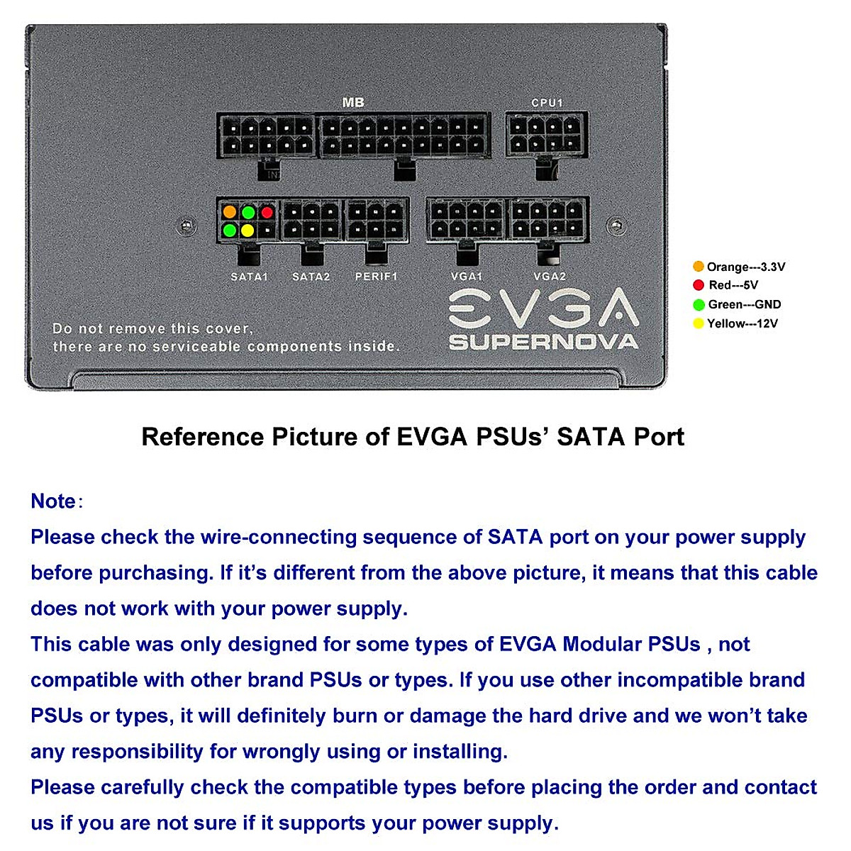 COMeap Molex Power Cable for EVGA PSUs, 6 Pin to 3X 4 Pin Molex Hard Drive Adapter Splitter for Some Specific Types of EVGA Power Supply 20-in(50cm)