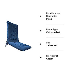 ELFJOY Solid Color Cozy Sanding Fabric Rocker Cushion Set - Chair Pads Set (Navy)
