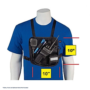 HOLSTERGUY RCH-201M (Mesh) Radio Chest Harness Shoulder Radio Holster Adjustable Chest Pack for Motorola ICOM Vertex Two-Way radios and walkie talkies Handmade in USA Black