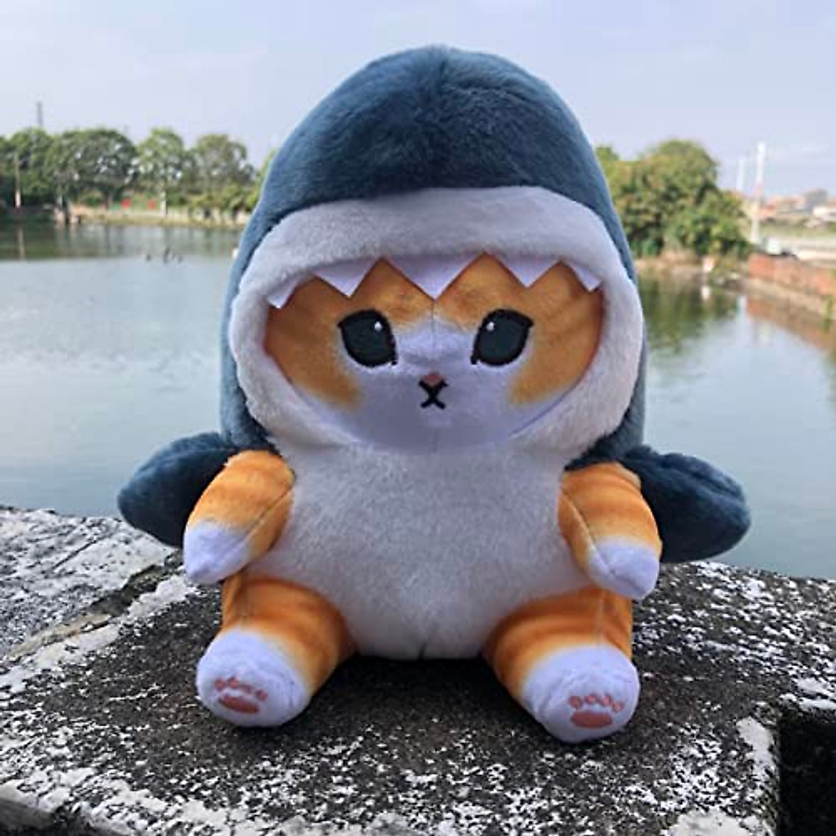 8.1'' Shark Cat Funny Cute Stuffed Animal Doll ，Shark Cat Plush Toy