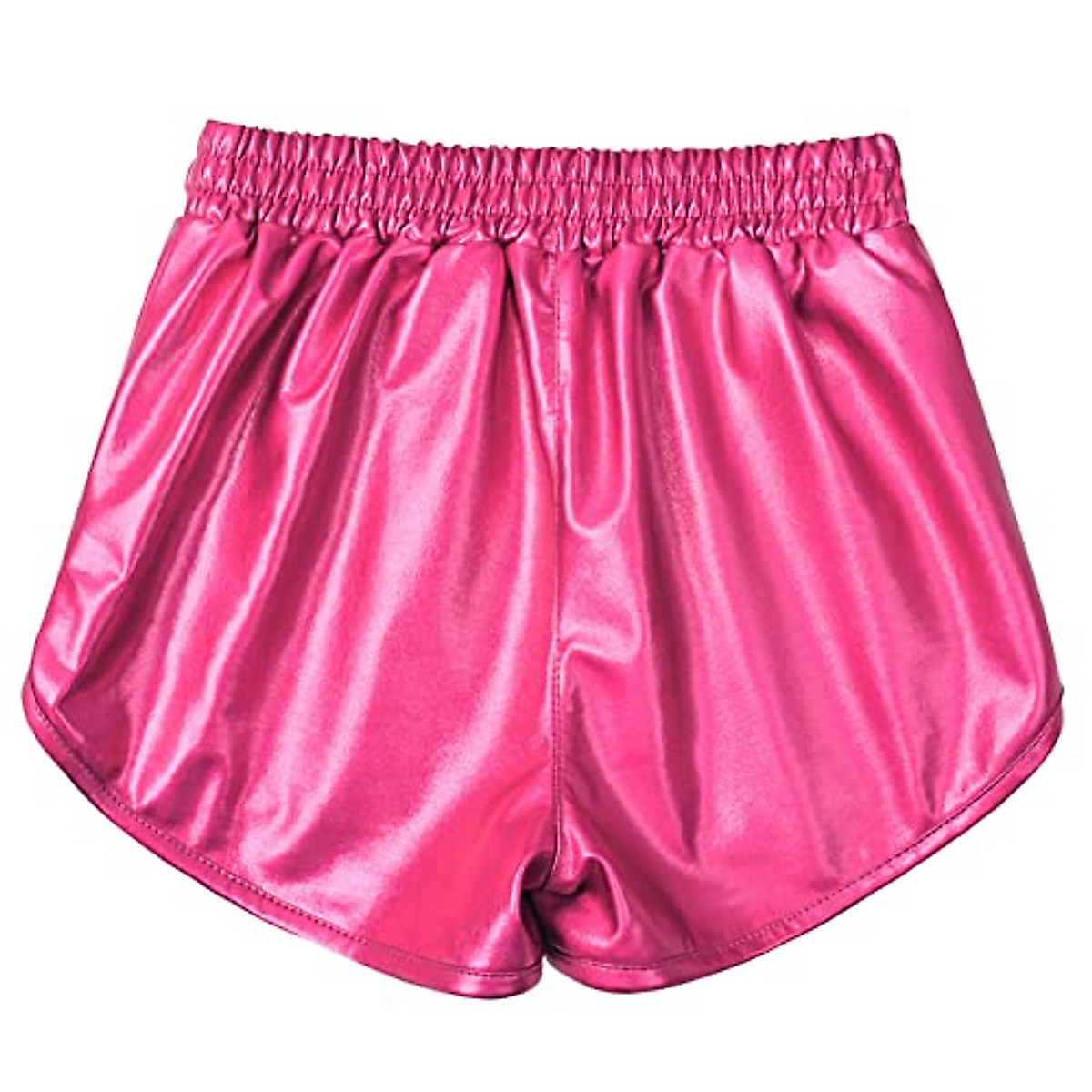 Metallic Shorts for Big Girls Red Light Dance Shorts Shiny Hot Pants 12 13 with Sunglasses