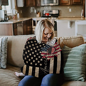 Car Seat Canopy Nursy Cover, Retro American Flag Independence Multi Use Breastfeeding Scarf for Infant Carseat Canopy, Stroller, Shopping Cart, Highchair Flag Day Sunflower Decor