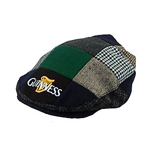 Guinness Patch Tweed Flat Cap - Unisex, Black, Medium