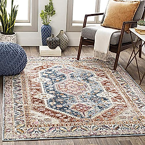 Artistic Weavers Brogan Vintage Rustic Area Rug,7'10" x 10'3",Blue/Rust